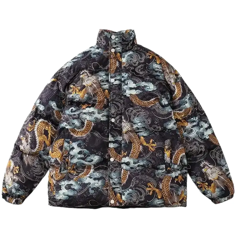 Casual Dragon Cloud Print Parka | Jackets MOB