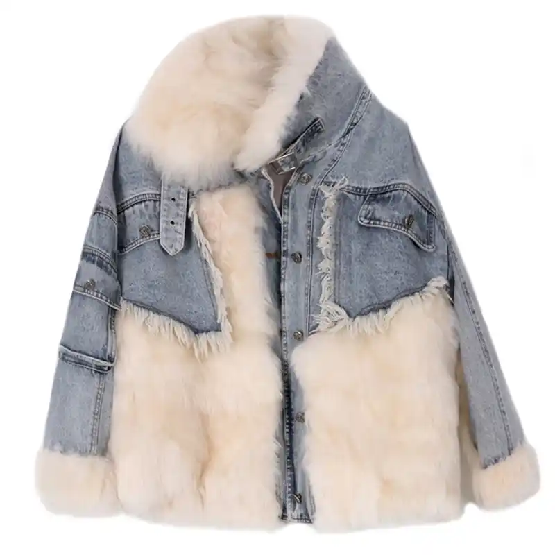 Women's Denim Jacket with Fur Collar | Jackets MOB