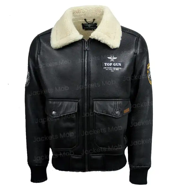 Top Gun Insignia Leather Black Jacket | Jackets MOB