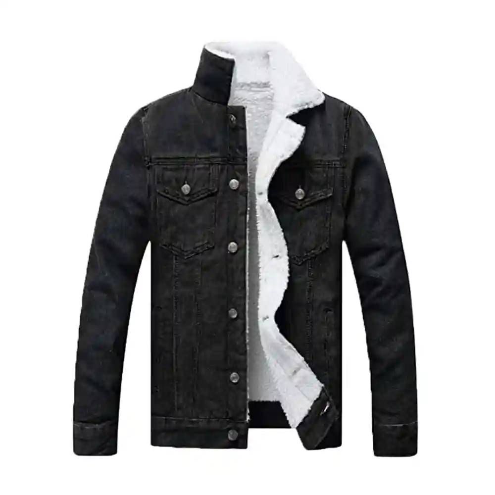 Mens Black Sherpa Denim Jacket Jackets Mob