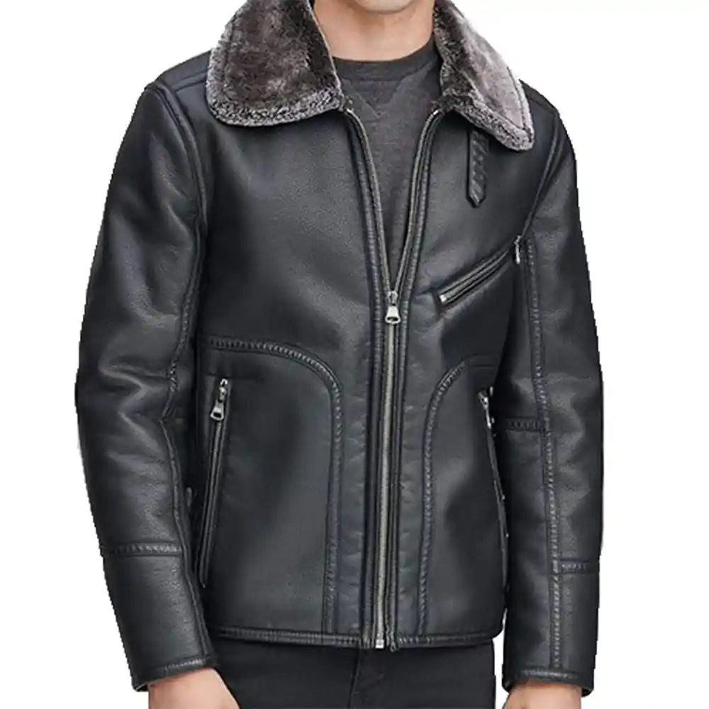 Men’s Black Leather Fur Jacket | Jackets MOB