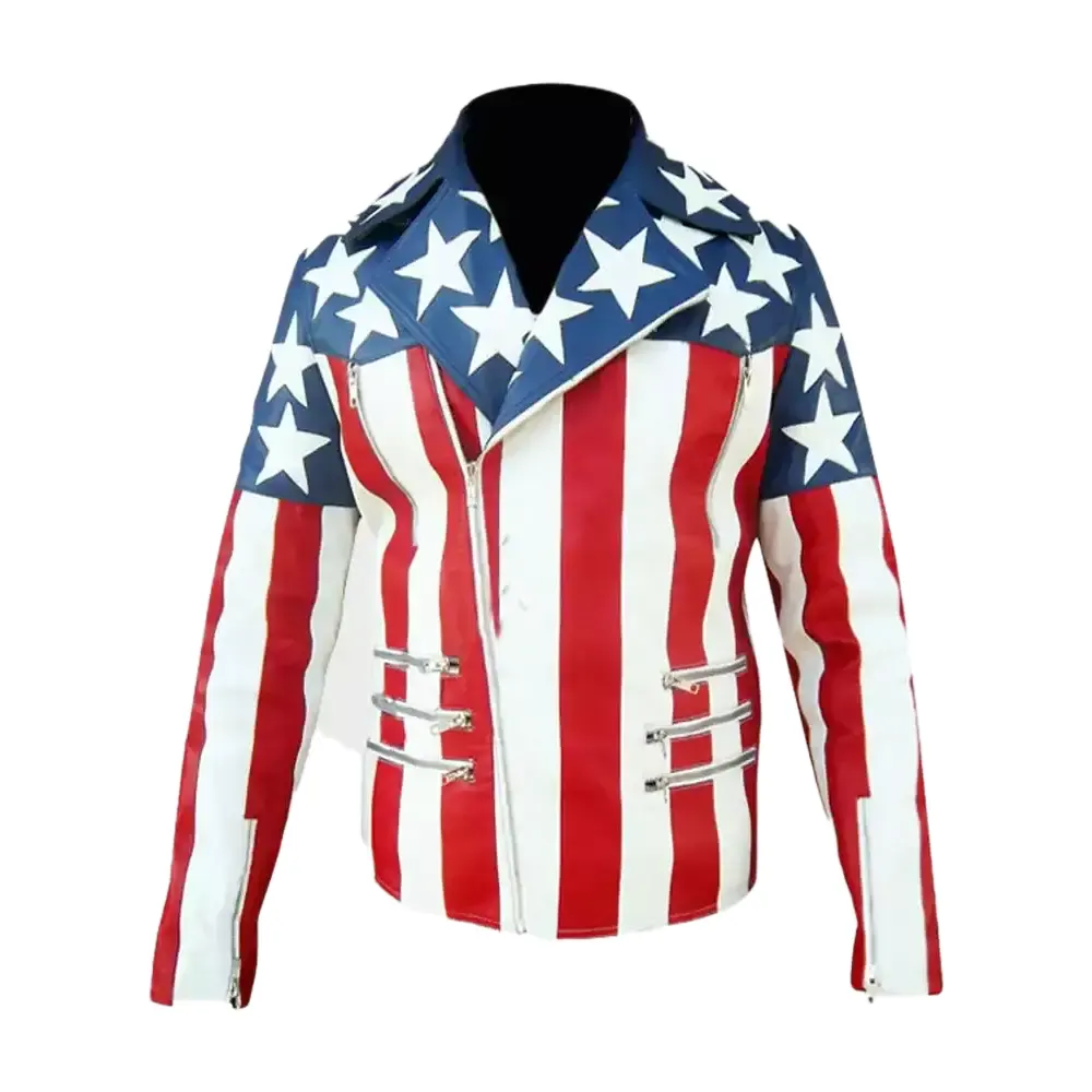US Flag Leather Jacket | Jackets MOB