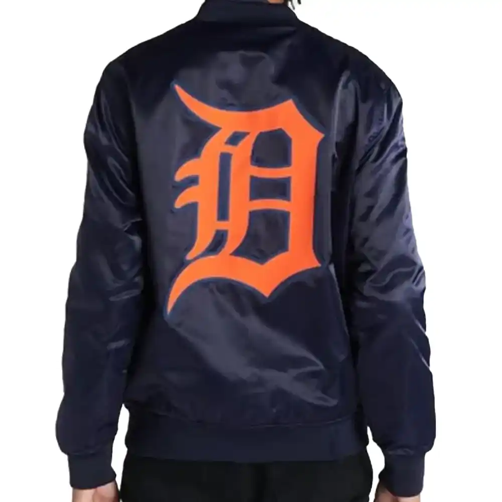 Detroit Tigers Logo Mens Navy Blue Bomber Jacket | Jackets MOB