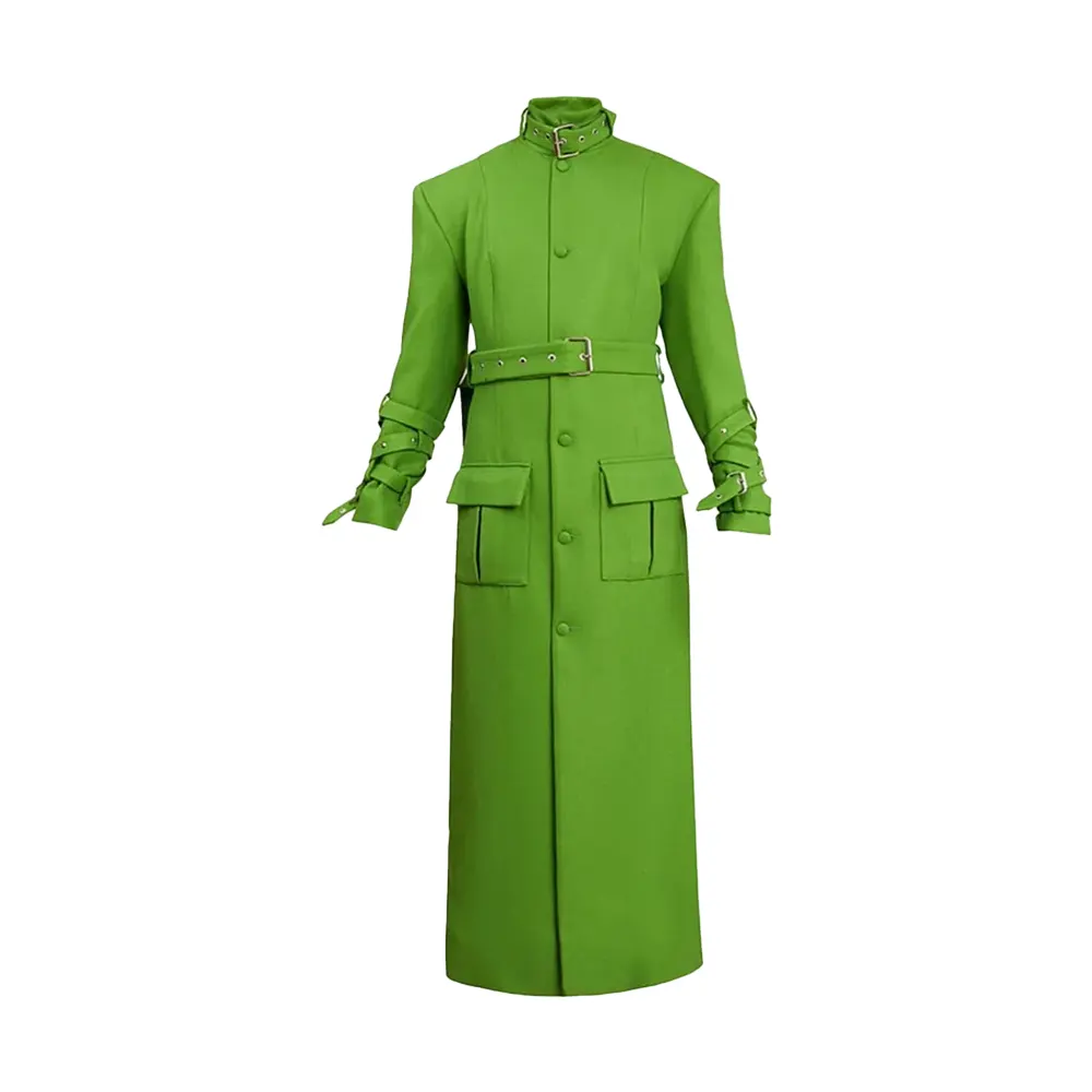 Layered Lime Full Length Green Coat | Jackets MOB