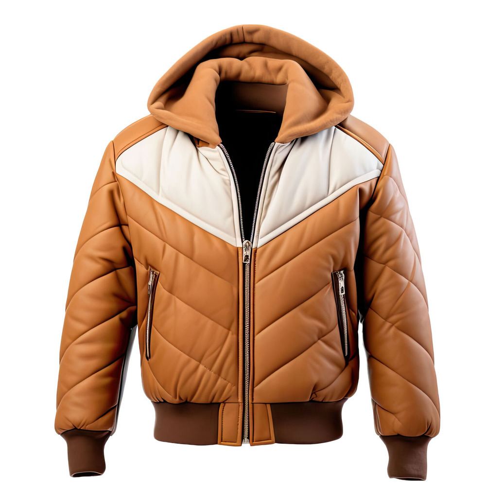 Men’s Brown Sheepskin Leather Puffer Jacket | JM