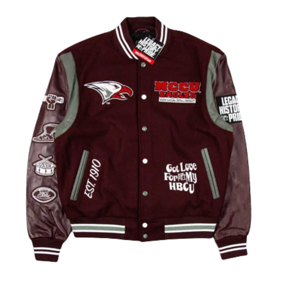 NCCU Eagles Motto 3.0 Maroon Varsity Jacket | JM