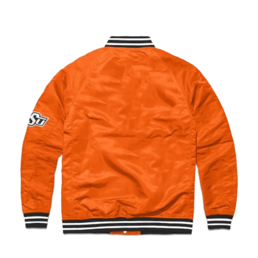 OSU Cowboys Script Satin Varsity Jacket | JM